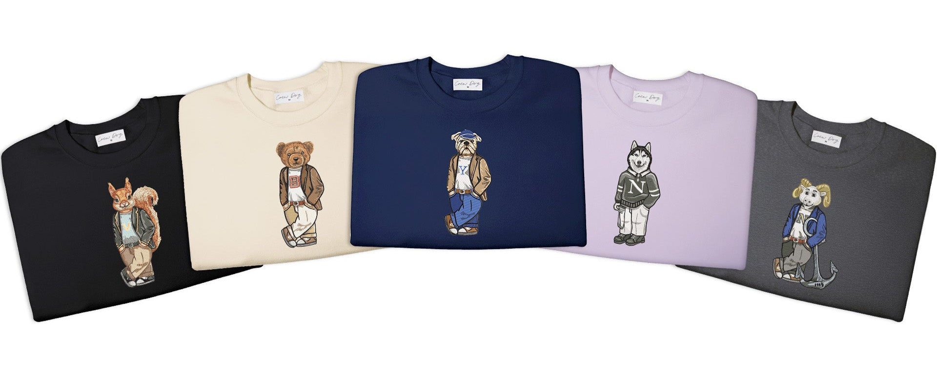 Crew Dog | Vintage Collegiate Apparel | Hand-Drawn Artwork